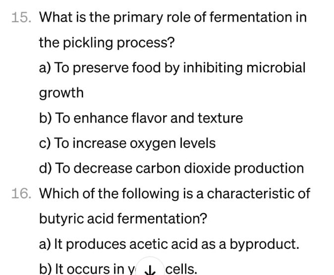 Solved What is the primary role of fermentation in the | Chegg.com