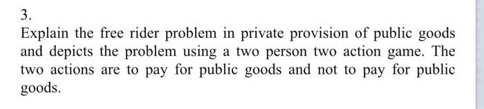 Solved 3. Explain the free rider problem in private | Chegg.com