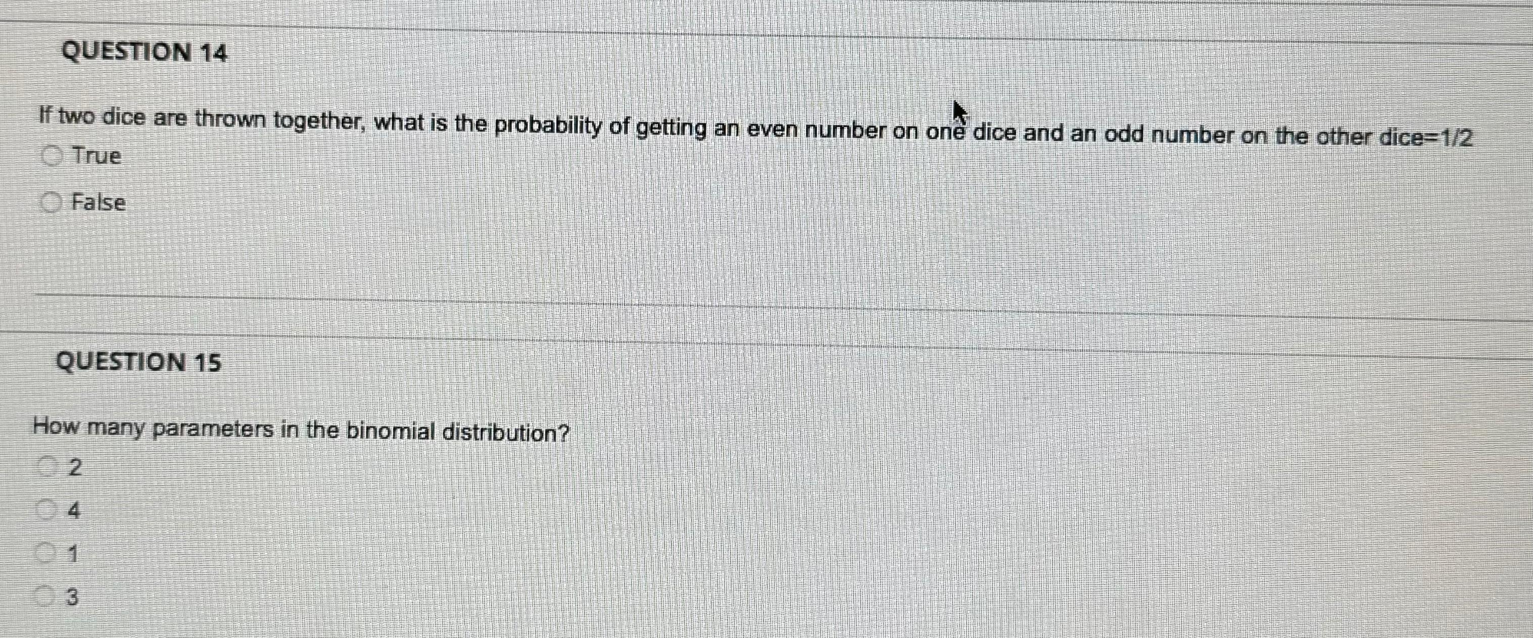 Solved QUESTION 14If two dice are thrown together, what is | Chegg.com
