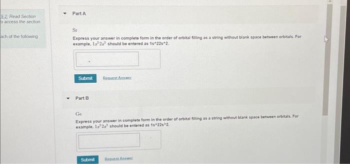 Solved example, 1s22s3 should be entered as 1s∧22s∧2. Part B | Chegg.com