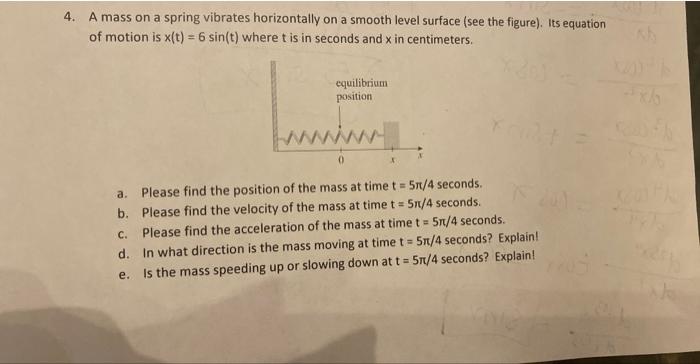 Solved A mass on a spring vibrates horizontally on a smooth | Chegg.com