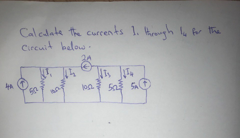 Solved calculate the current I1 ﻿through I4 ﻿for the circuit | Chegg.com