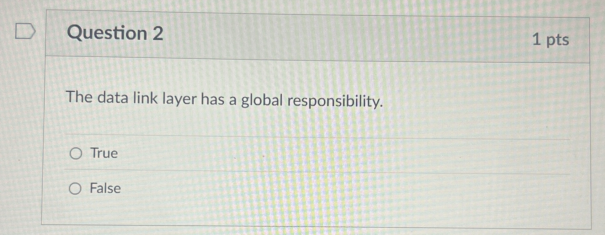 Solved Question 2The data link layer has a global | Chegg.com