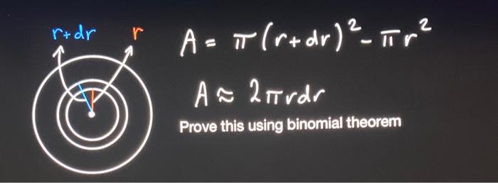 Solved A=π(r+dr)2−πr2 | Chegg.com