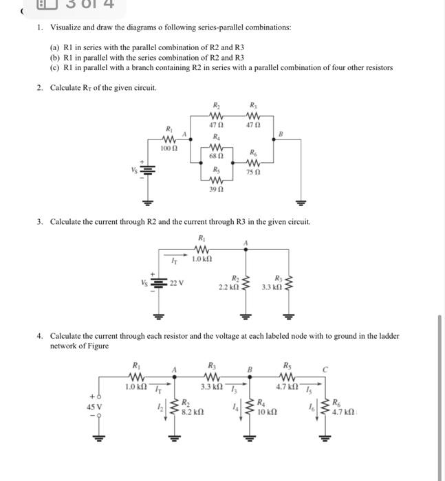 Solved 1. Visualize and draw the diagrams o following | Chegg.com