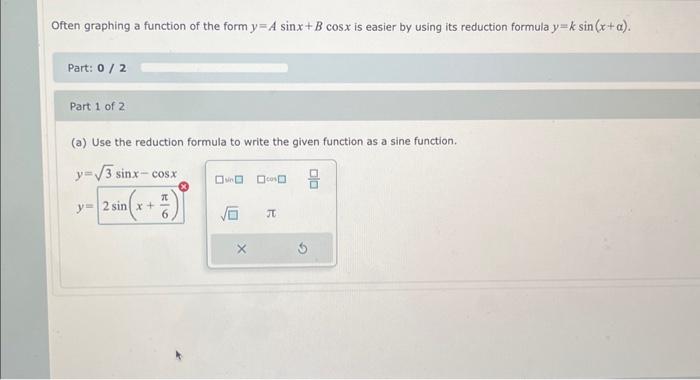 Solved ften graphing a function of the form y=Asinx+Bcosx is | Chegg.com