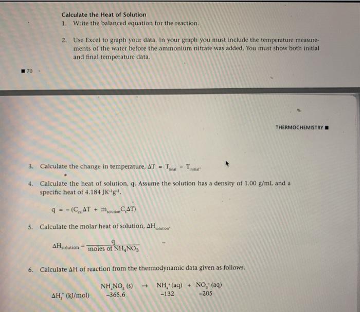 Solved Calculate the Heat of Solution 1. Write the balanced | Chegg.com
