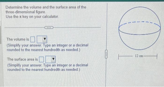 Solved Determine the volume and the surface area of the | Chegg.com