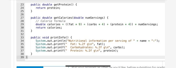 Solved 8.26 LAB: Nutritional information | Chegg.com