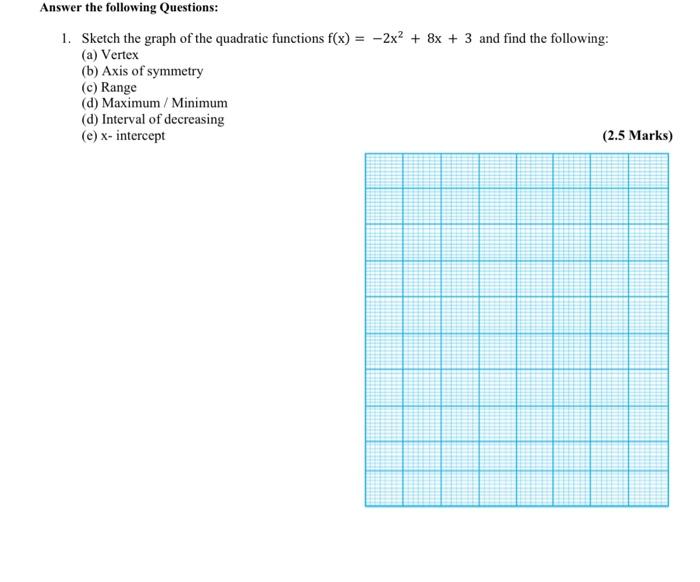 Solved 1. Sketch the graph of the quadratic functions | Chegg.com