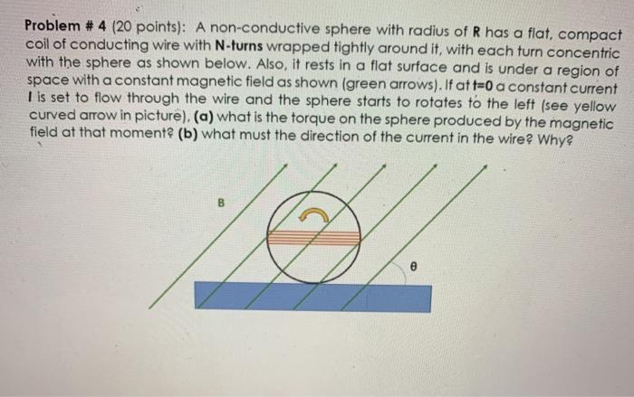 Solved Problem # 4 (20 points): A non-conductive sphere with | Chegg.com