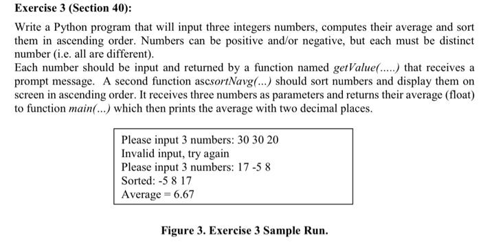 Solved Exercise 3 (Section 40): Write a Python program that | Chegg.com