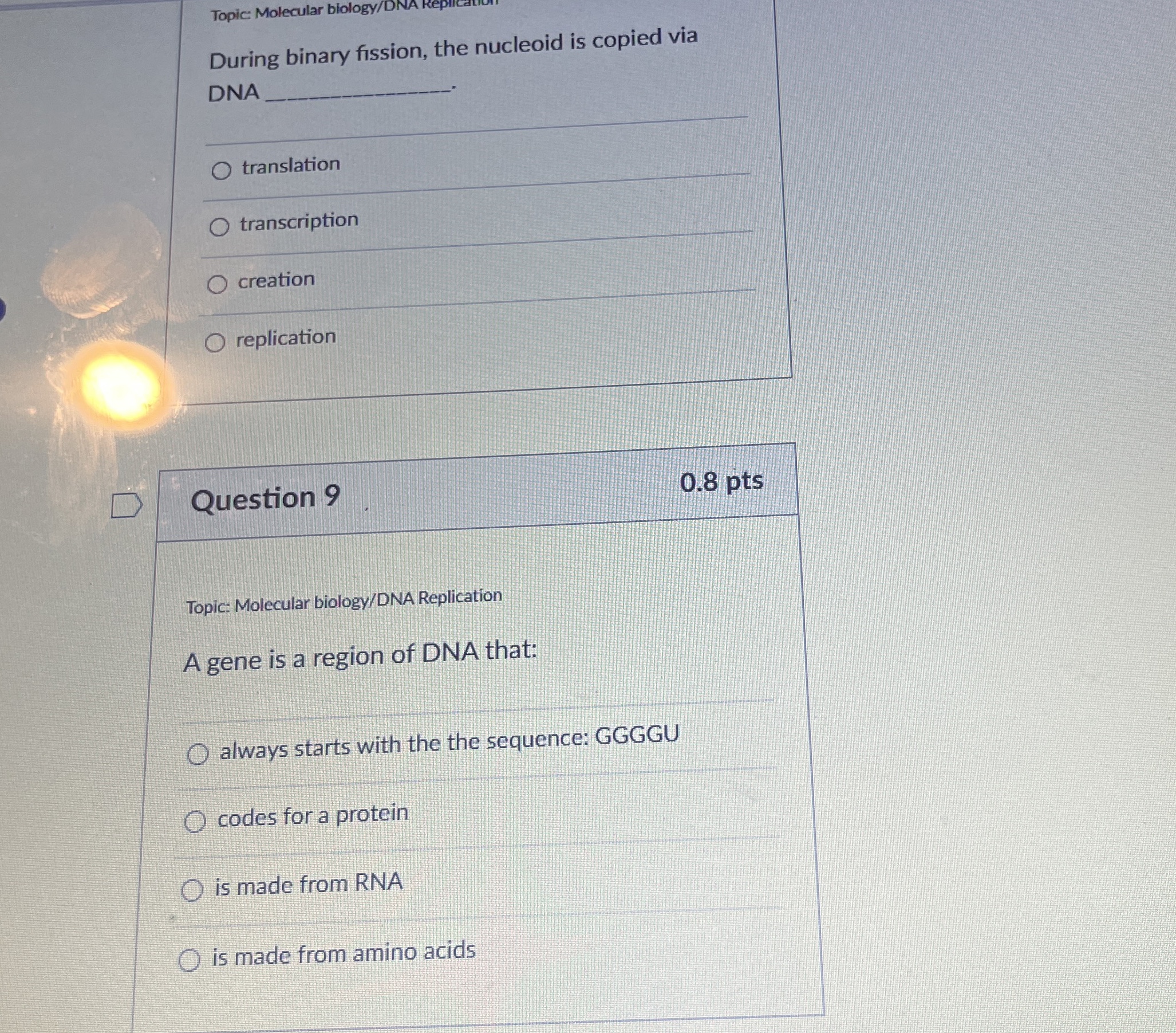 Solved Topic Molecular biology/DNA RepicationDuring binary | Chegg.com