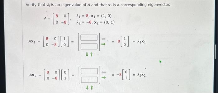 Solved Verify that λi is an eigenvalue of A and that xi is a | Chegg.com
