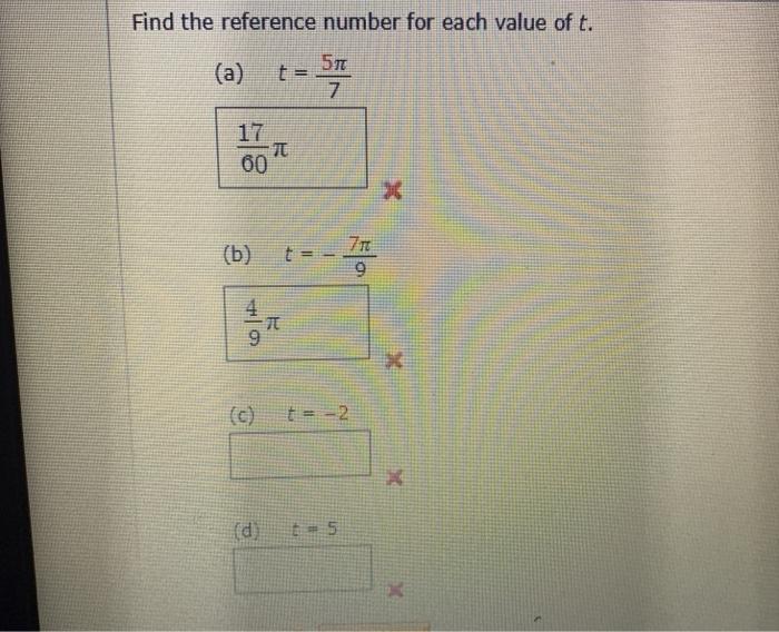 Solved Find the reference number for each value of t. 511 | Chegg.com