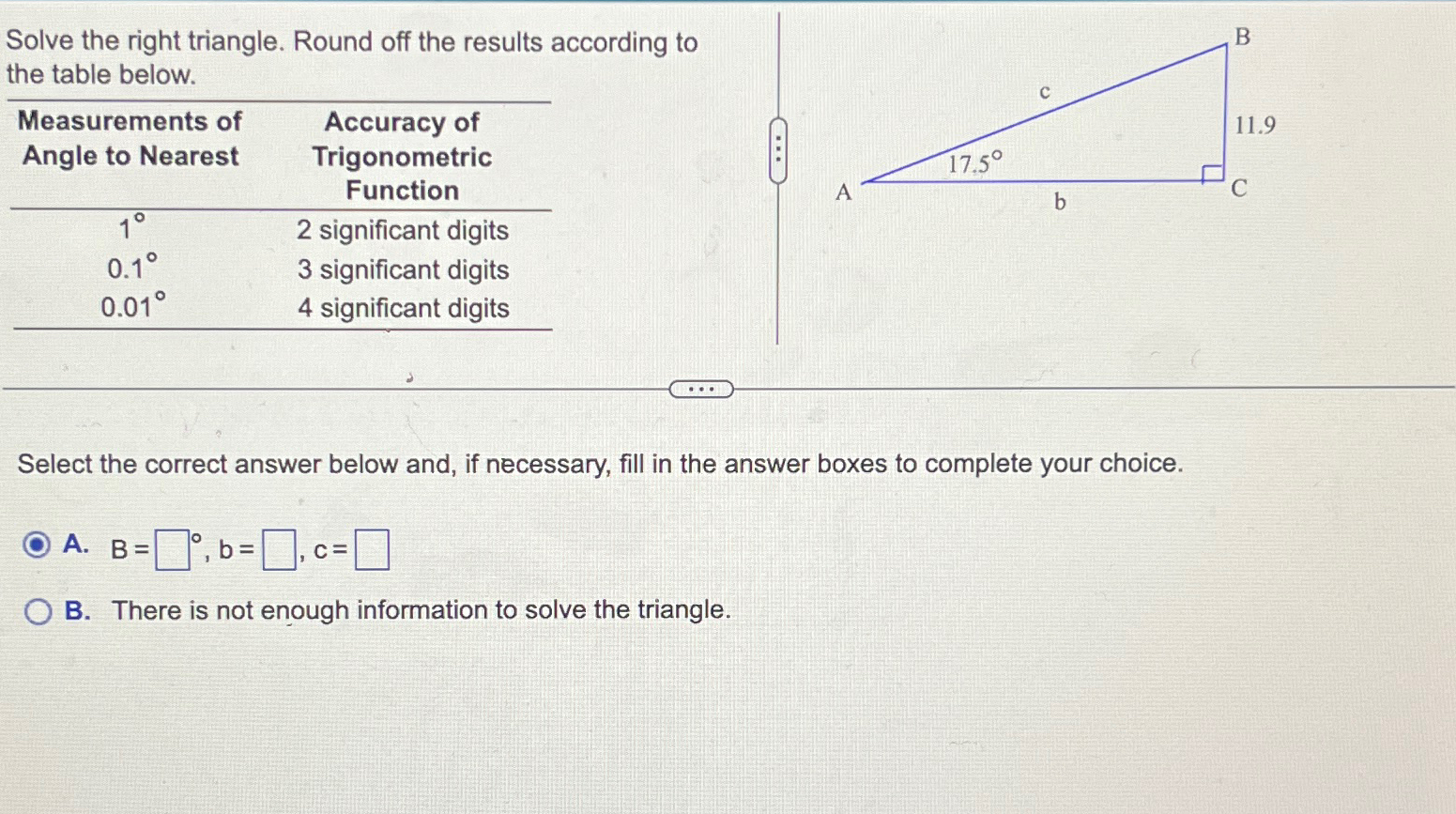 Solved Solve the right triangle. Round off the results | Chegg.com
