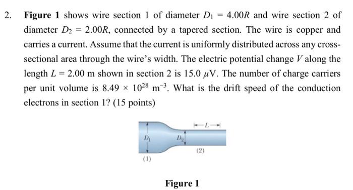 Solved Figure 1 shows wire section 1 of diameter D1=4.00R | Chegg.com