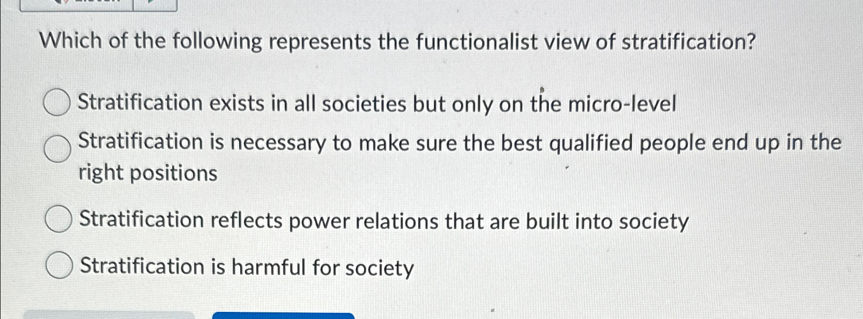 Solved Which of the following represents the functionalist | Chegg.com