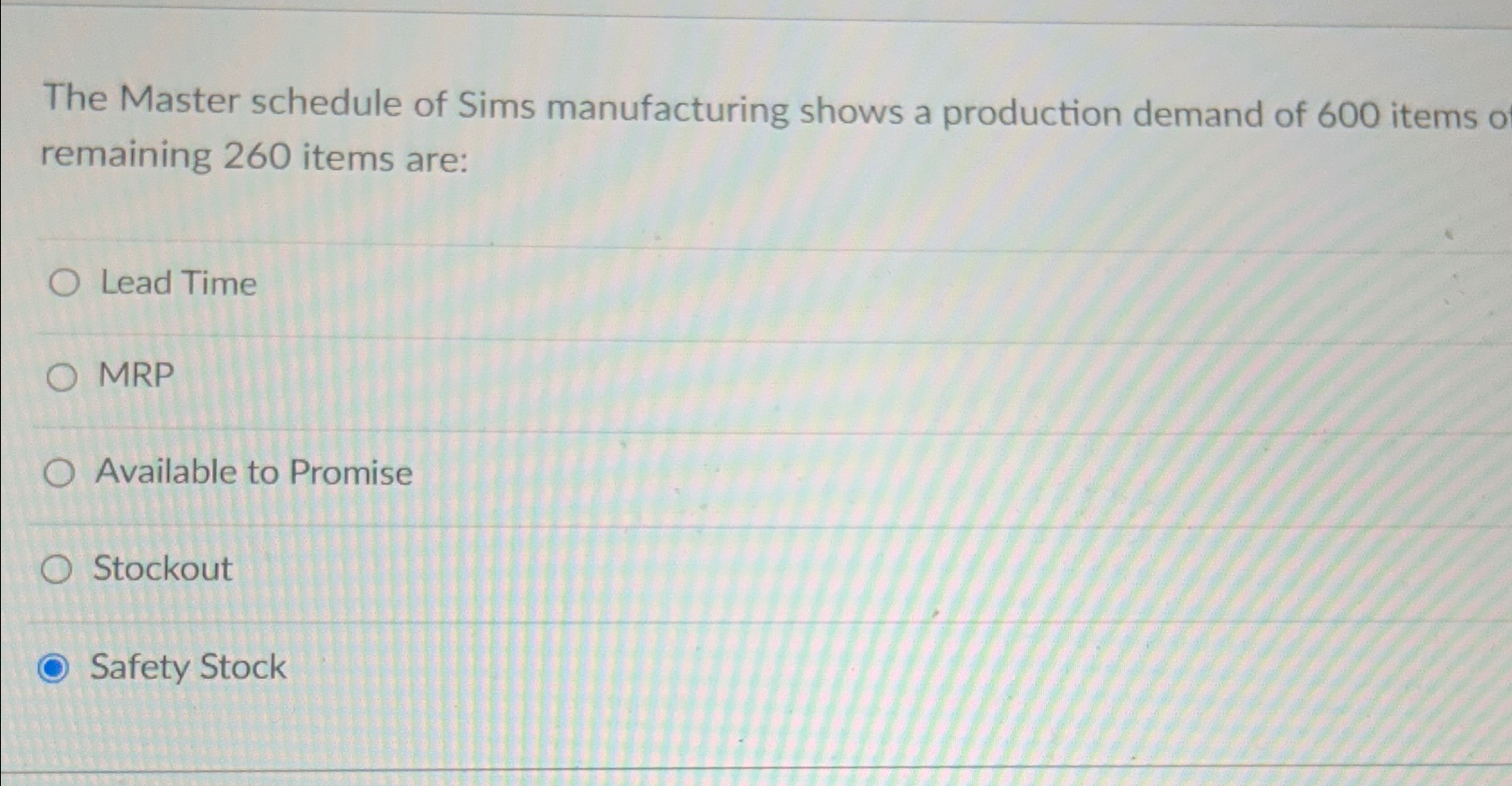 Solved The Master schedule of Sims manufacturing shows a | Chegg.com