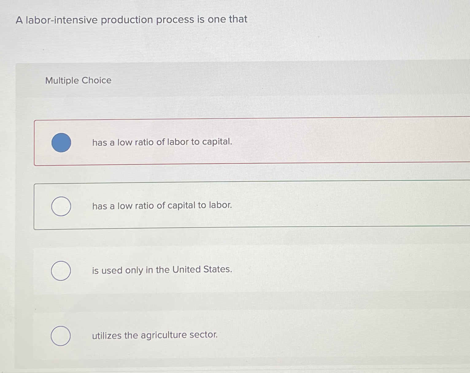 Solved A labor-intensive production process is one | Chegg.com