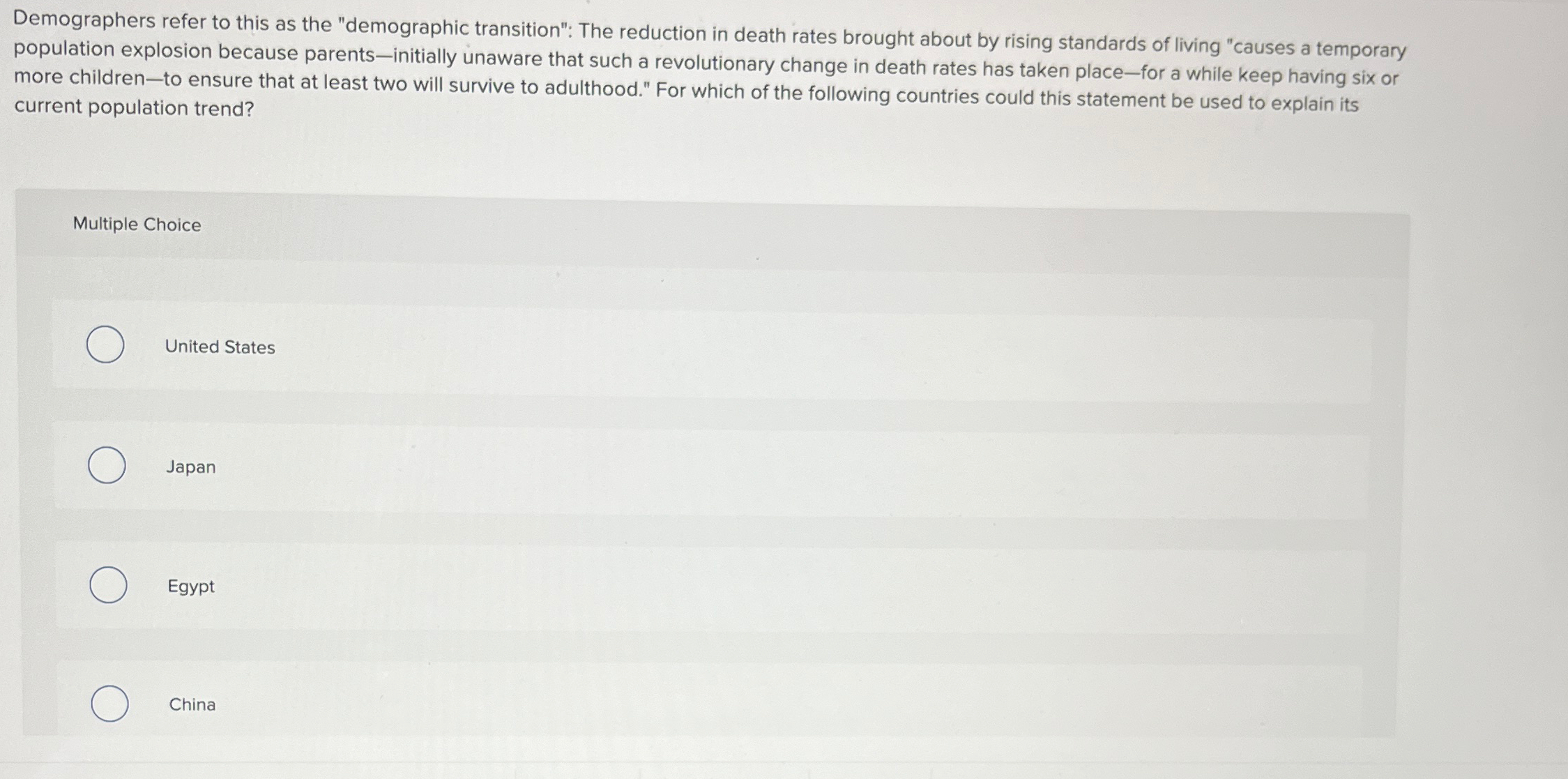 Solved Demographers refer to this as the "demographic | Chegg.com