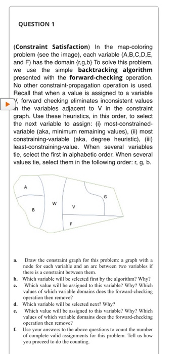 QUESTION 1 (Constraint Satisfaction) In the | Chegg.com