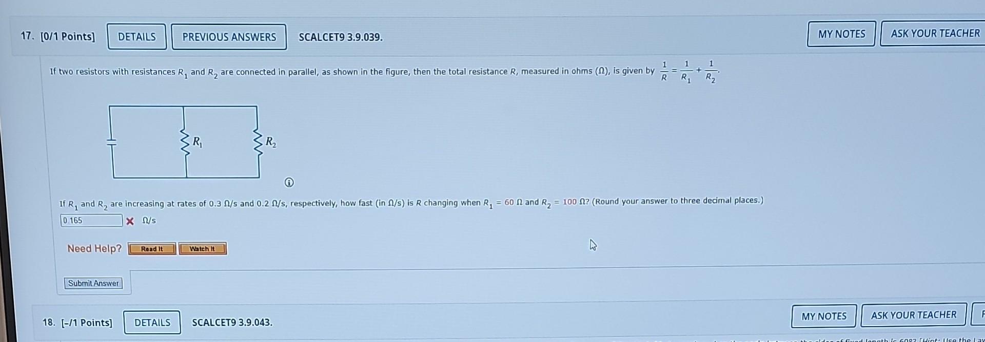 Solved If two resistors with resistances R1 and R2 are | Chegg.com
