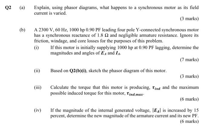 Solved Q2 (a) Explain, using phasor diagrams, what happens | Chegg.com