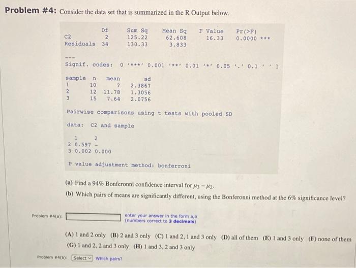 Solved Problem #4: Consider the data set that is summarized | Chegg.com