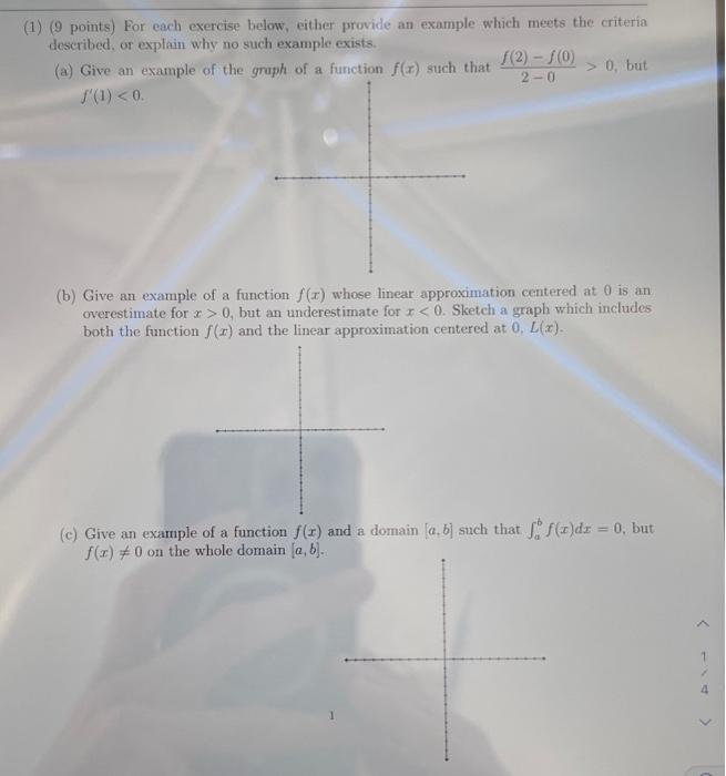 Solved (1) (9 points) For each exercise below, either | Chegg.com