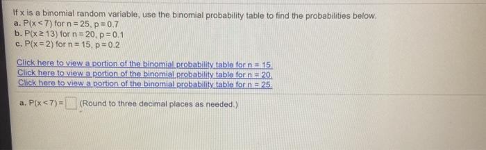 Solved If x is a binomial random variable, use the binomial | Chegg.com