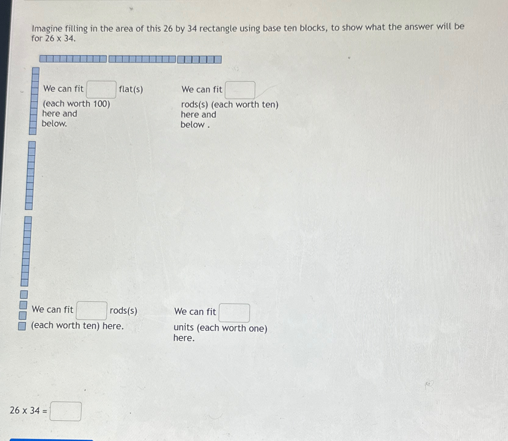 Imagine filling in the area of this 26 ﻿by 34 | Chegg.com