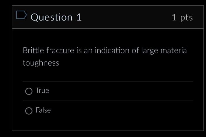 Solved Question 1 1 Pts Brittle Fracture Is An Indication Of