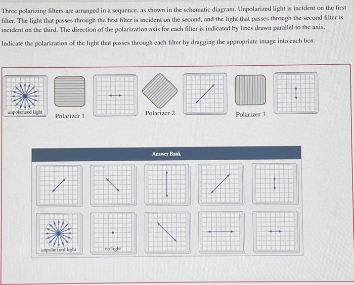 Solved Three polarizing filters are arranged in a sequence, | Chegg.com