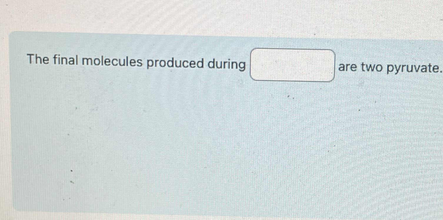 Solved The final molecules produced during are two pyruvate. | Chegg.com