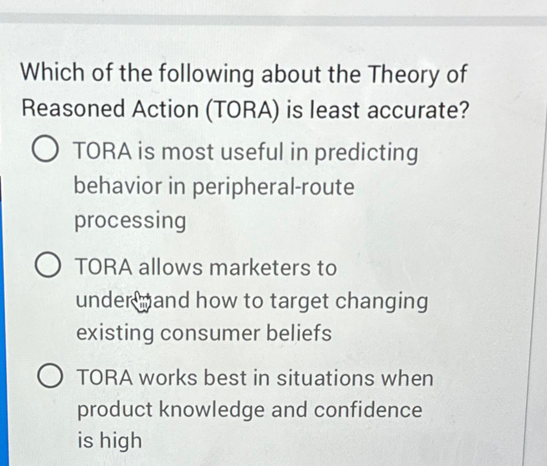 Solved Which of the following about the Theory of Reasoned | Chegg.com