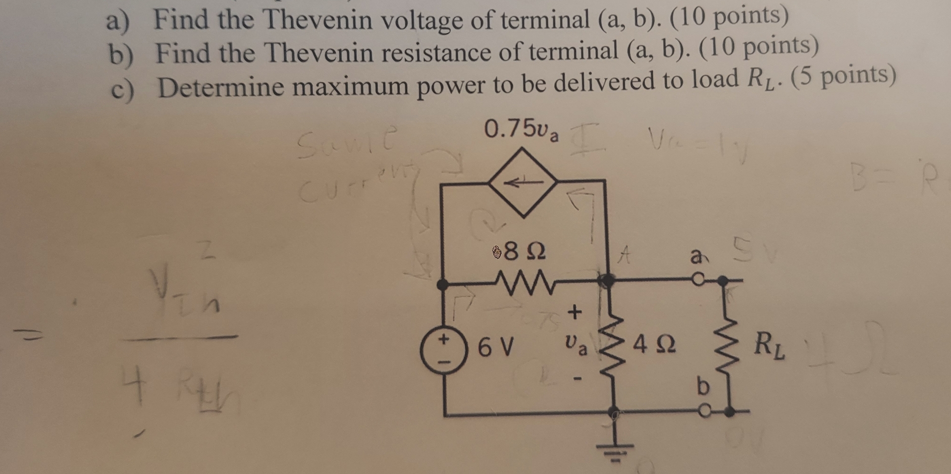 Solved a) ﻿Find the Thevenin voltage of terminal ( a,b.b) | Chegg.com