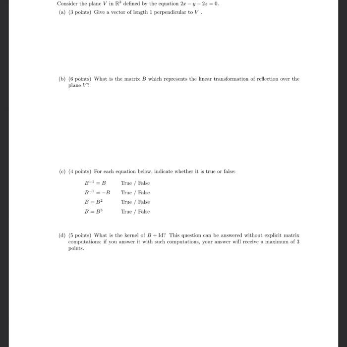 Solved Consider the plane Vin R defined by the equation 2. y | Chegg.com
