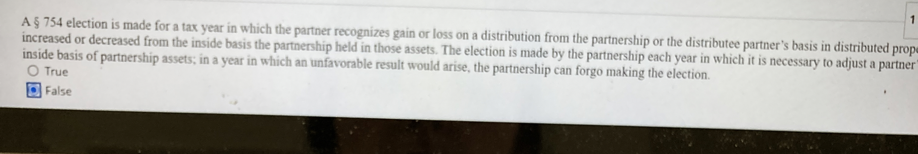 Solved A §754 ﻿election is made for a tax year in which the | Chegg.com