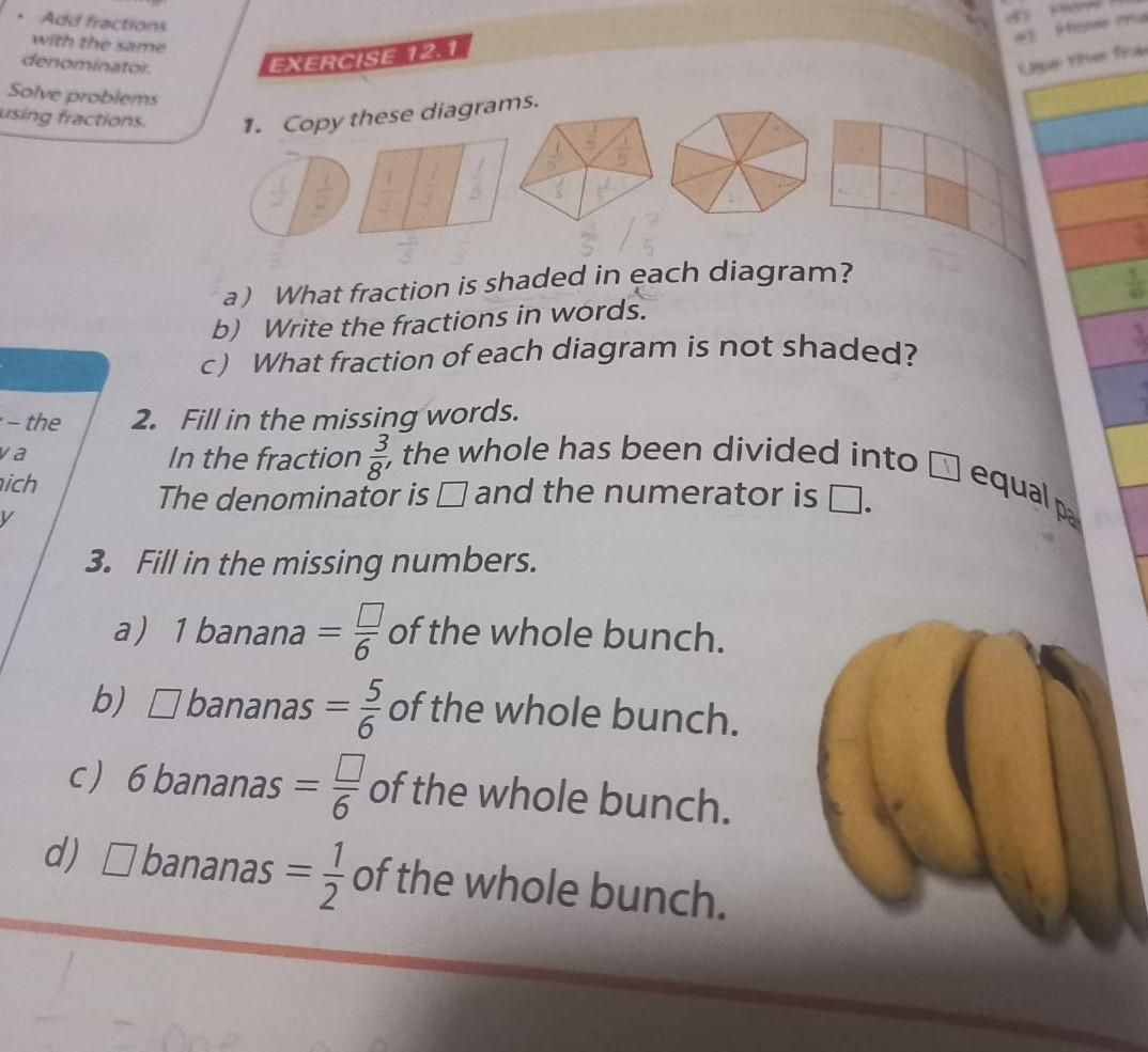 Solved a) What fraction is shaded in each diagram? b) Write | Chegg.com