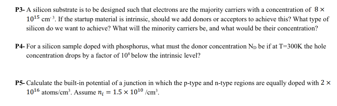 Solved P3- ﻿A silicon substrate is to be designed such that | Chegg.com