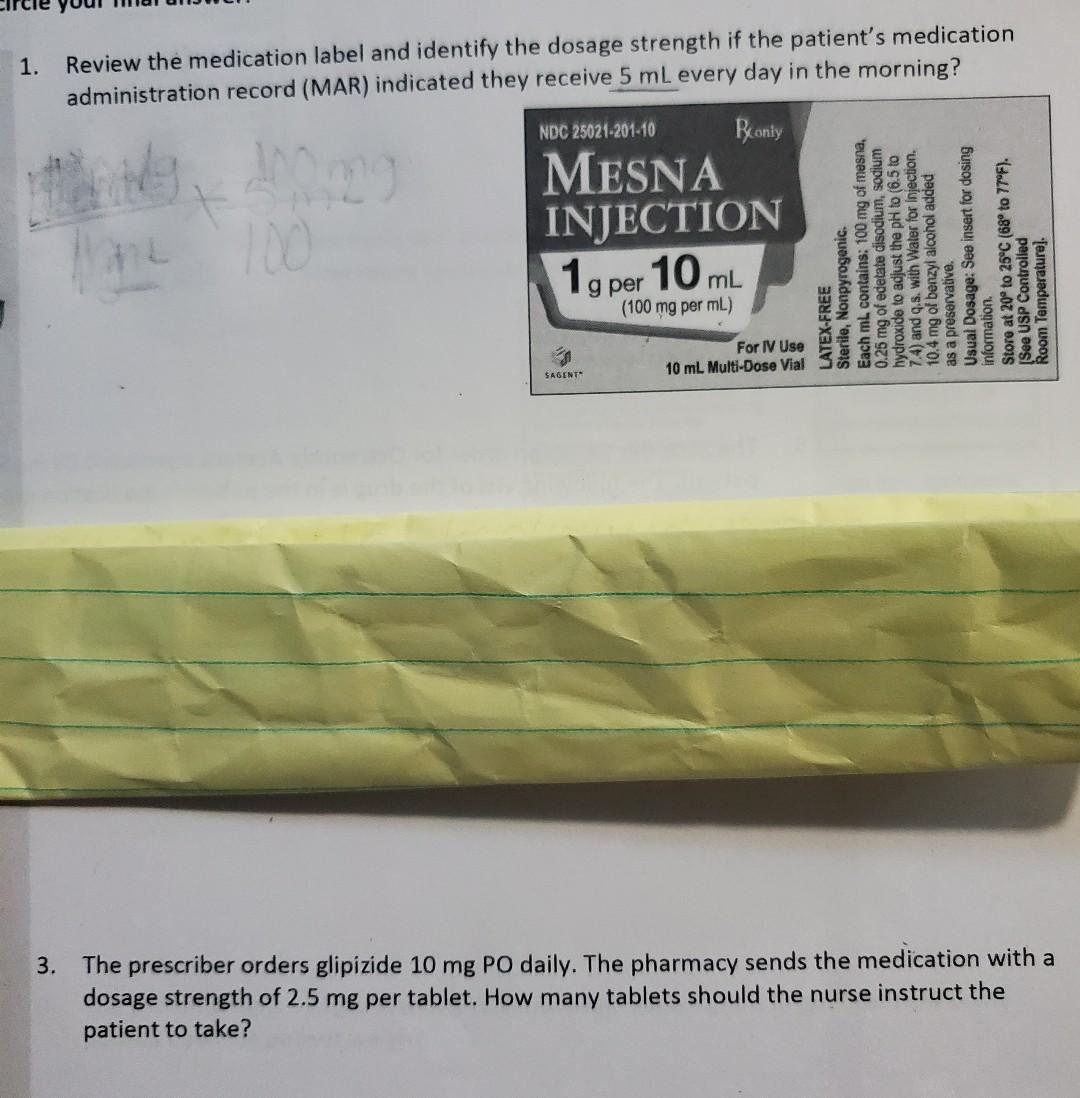 Solved 1. Review the medication label and identify the | Chegg.com