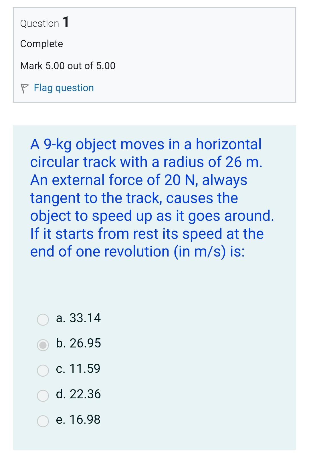 Solved A 9-kg object moves in a horizontal circular track | Chegg.com