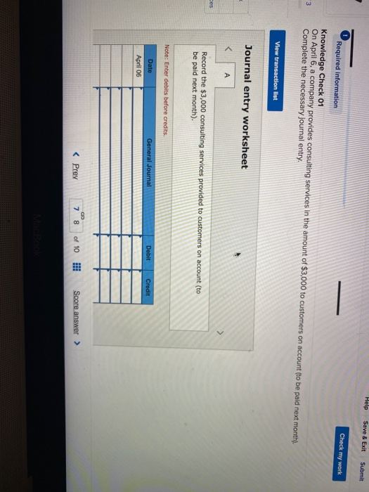 Solved Help Save & Exit Submit Required information Check my | Chegg.com