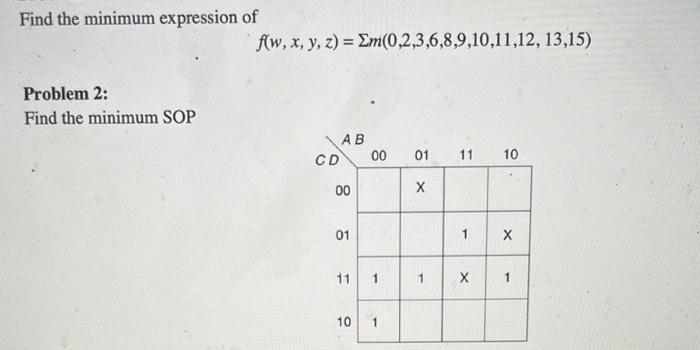 Solved Find the minimum expression of | Chegg.com