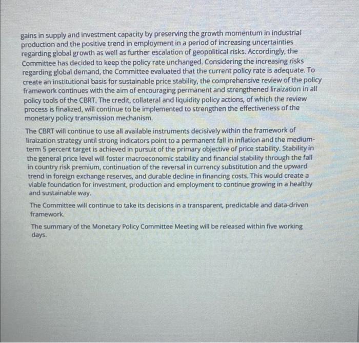 Solved 1. In the Summary announcement, CBRT identifies a set | Chegg.com