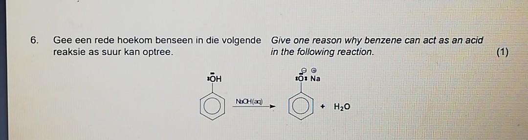 Solved 6. Gee een rede hoekom benseen in die volgende Give | Chegg.com