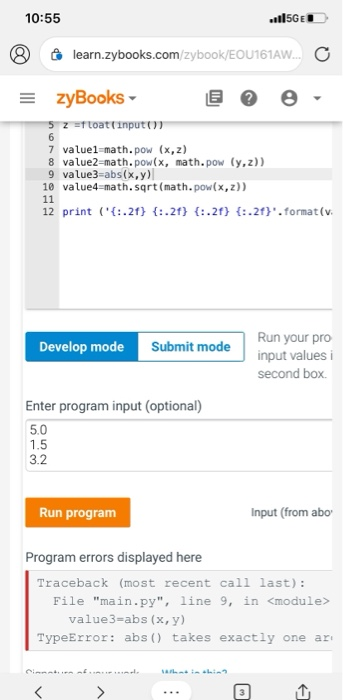 Solved 10:55 ..105GE learn.zybooks.com/zybook/EOU161AW... O | Chegg.com
