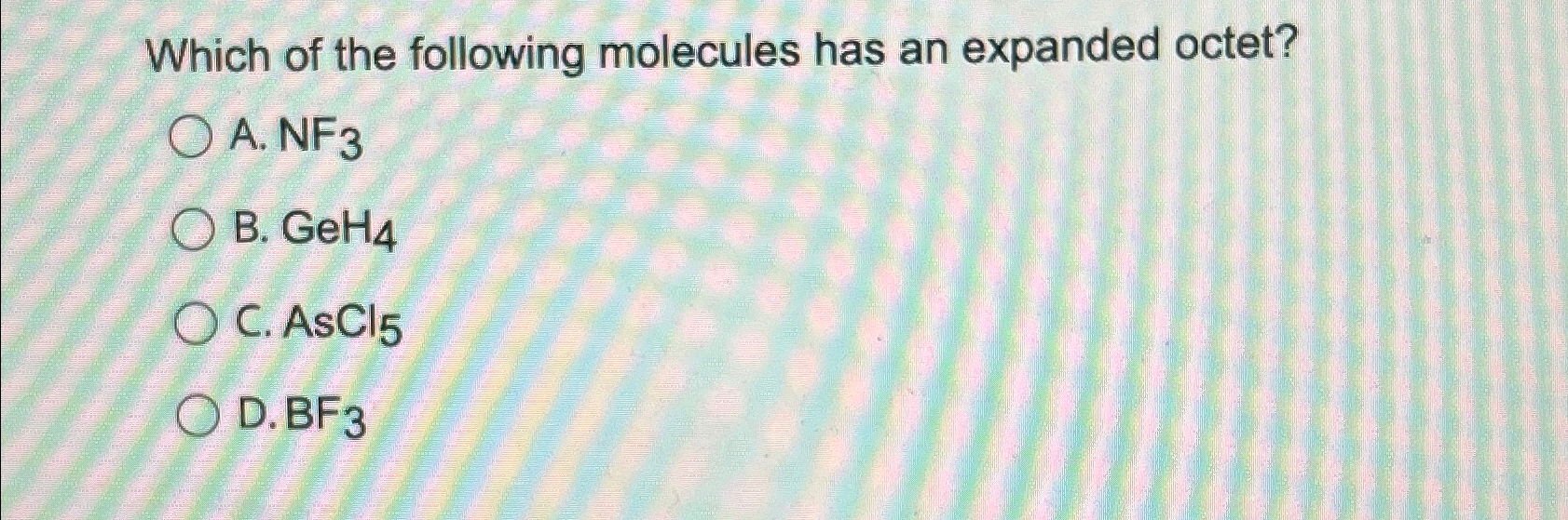 Solved Which of the following molecules has an expanded | Chegg.com