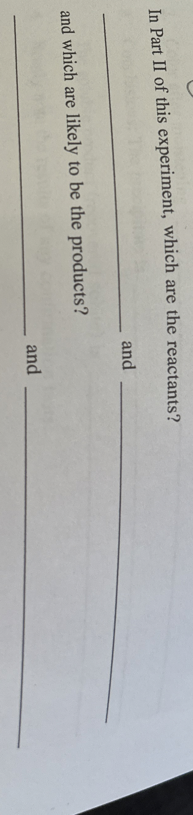 Solved In Part II of this experiment, which are the | Chegg.com